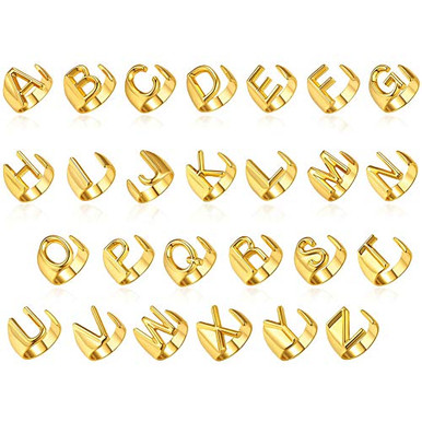 Personalized Initial Ring Gold Letter Rings for Women Chunky Adjustable ...