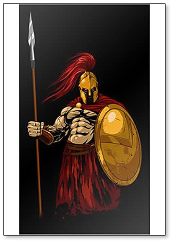 Illustration- a Strong Greek Warrior Spartan- Holding a Spear and ...