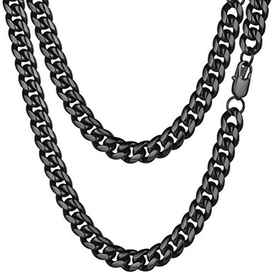 PROSTEEL 20inch Biker Thick Chain for Men Black Necklace Big Cuban ...