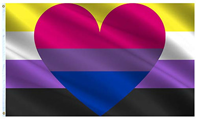VAFLAG Nonbinary Bisexual Pride Flag Non Binary Bi Heart Flags 3x5 Ft ...
