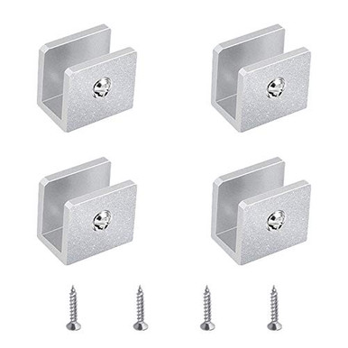 UFURMATE Glass Clamp- 4Pcs Adjustable Square Glass Shelf Brackets ...