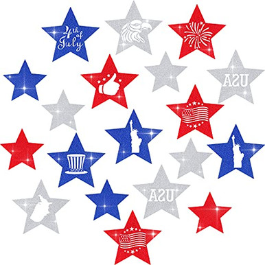 48 Pieces Patriotic Flag Cutouts 4th of July Cut-Outs Glittery 5 ...