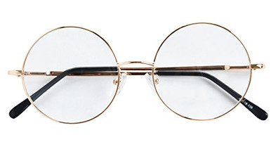 Bestum Retro Round Optical Spring Hinge Metal Glasses Frame Clear lens ...