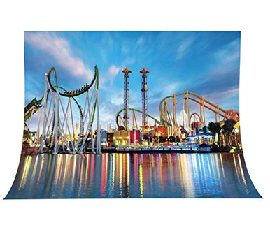 LUCKSTY 9x6ft Roller Coaster Backdrop for Photography Amusement Park ...