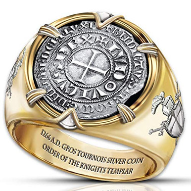 Valor Ring with Silver Coin- Knights Templar Rings for Men- Crusaders ...