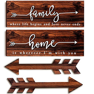 Jetec Rustic Wooden Home Sign Home Family Wall Decor Arrow Wall Decor ...