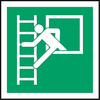 ISO Safety label Sign International Emergency window with escape ladder ...