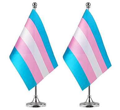 ZXvZYT 2 Pack Pride Rainbow Transgender flag Trans table flag-Small ...