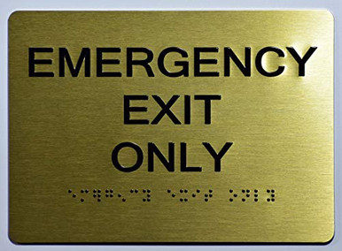 Emergency EXIT ONLY Sign-Gold-Aluminium- Gold/Black-Size 5x7- The ...