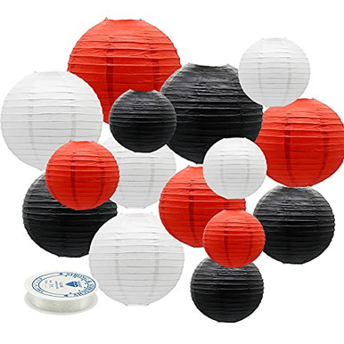 Meiduo Paper Lanterns Party Decorations Red Black - Hanging Paper ...