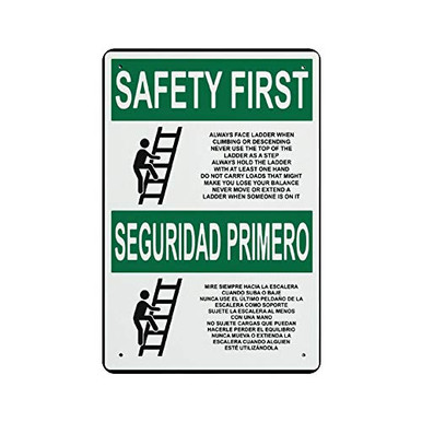 OSHA Safety First Ladder/Scaffold Info in English Plus Spanish Metal ...