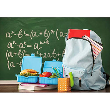 OERJU 5x4ft Back to School Backdrop Blue Backpack Lunch Boxs Hamberger ...