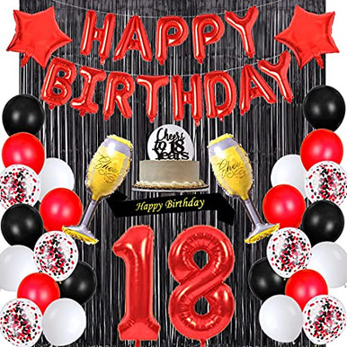 Santonila Red 18th Birthday Decorations Happy Birthday Banner Sash ...