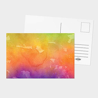 32 Rainbow Watercolor Post Cards - Bulk Pack of Paint Stroke Ombre ...