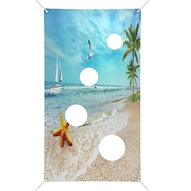 xigua Blue Sea Ocean Beach Toss Games Banner with 6 Bean Bags Indoor ...