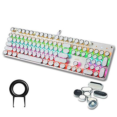 POPGO Keycaps Translucent Retro Round Keycap Set Full 104 Key Set ...