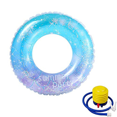 Inflatable Pool Float- Thickened Inflatable Sequins Swimming Ring ...
