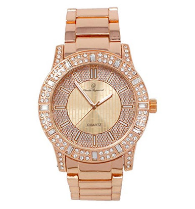 Elegant Bling Watch with Circular Design Center - Baguette Crystals and ...
