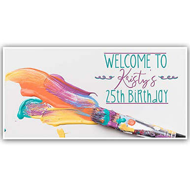 Art Paint Brush Happy Birthday Personalized Banner Party Decoration ...