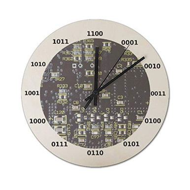 9 Inch Silent Non-Ticking Wall Clock- Funny Freak Binary and Circuit ...