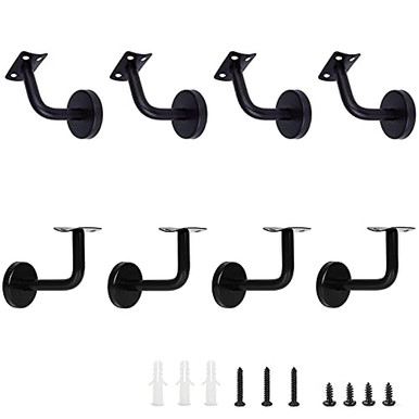 8 Pack Black Handrail Brackets- Heavy Duty Stainless Steel Stair Rail ...