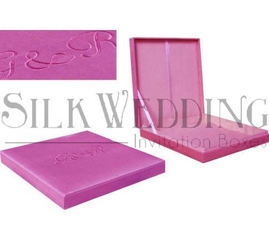 Rose Pink Silk Wedding Invitation Box Enhanced with Embroidery ...