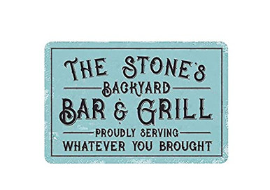 Backyard Bar and Grill Signs Personalized backyard Decor Wall Sign Blue ...