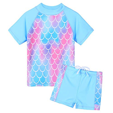 Girls Two Piece Swimsuit Floral UPF 50 Plus Rash Guard Set Kids ...