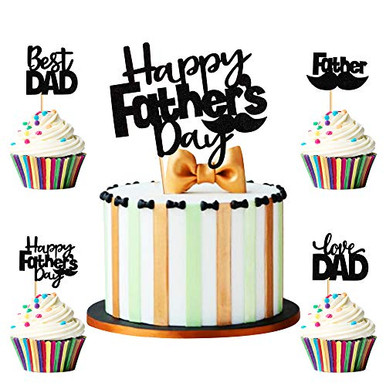 Ercadio 25 Pack Happy Father's Day Cupcake Toppers with Father's Day ...