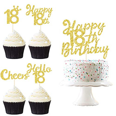 49 Pieces Glitter 18th Birthday Cupcake Toppers 18 Years Old Cake ...
