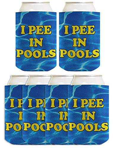 Funny Beer Coolie I Pee In Pools Gag Gift BBQ Swim New Pool 6 Pack Can ...