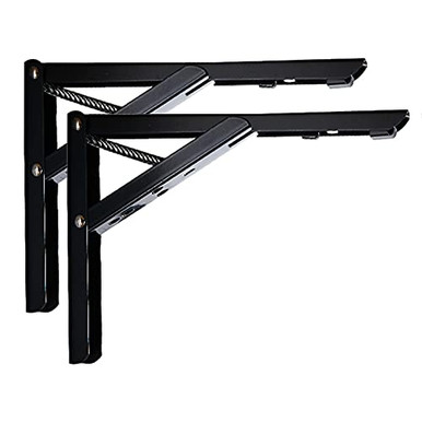 2 Pack Wall Mounted Folding Shelf Brackets Heavy Duty Triangular ...