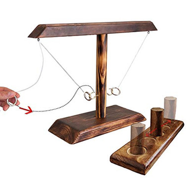 Helimwint Ring Games Toss with Shot Ladder Bundle- Handmade Wooden Fast ...