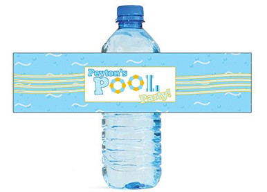 DesignThatSign 100 Pool Party Water Bottle Labels Birthday Party Easy ...