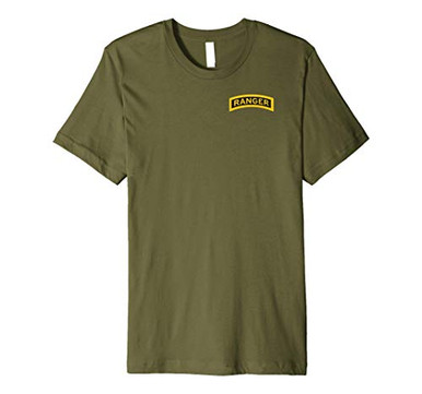 US Army Ranger - 2.0x enlarged Ranger Tab OD Premium T-Shirt ...