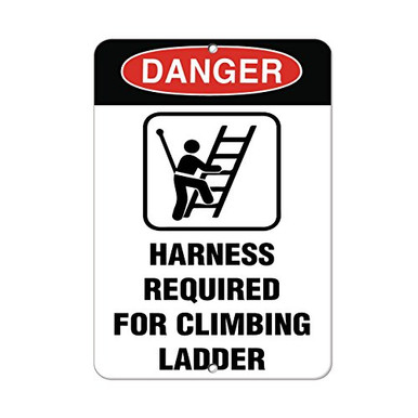 Aluminum Vertical Metal Sign Multiple Sizes Danger Harness Required for ...