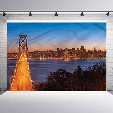 5x5ft City Vinyl Photography Backdrop-Bay Bridge at San Francisco ...