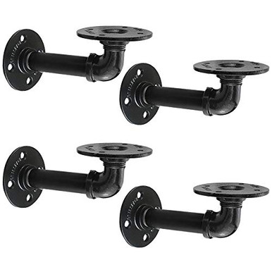 GeilSpace Rustic Industrial Pipe Floating Shelf Brackets- Double Flange ...