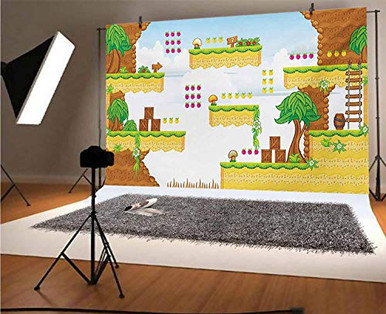 Video Games 7x5 FT Vinyl Photography Backdrop-Cartoon Retro Computer ...