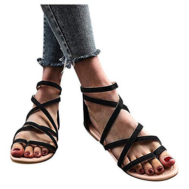 Sandals for Women- Flat Sandals Summer Casual Beach Open-Toe Back ...