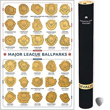 Major League Ballparks Scratch off Poster - Large Easy to Frame 24x16 ...