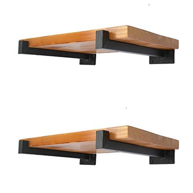 AddGrace 4 Pack Industrial Black Floating Shlef Brackets Retro Wall ...