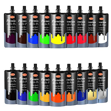 Acrylic Paint Set of 18 Expert Colors 120 ml 4.06 oz Pouch-Non Fading ...