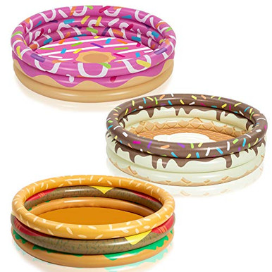 3 Pack 45" X 10" Inflatable Kiddie Pools- Donuts and Burger and Ice ...