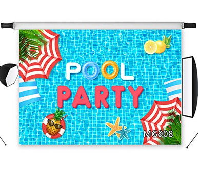 LB Summer Swimming Pool Party Backdrop for Photography Party Banner ...