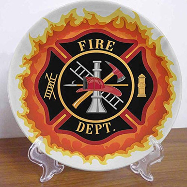 6" Fireman Ceramic Dinner Plate Fire Department Icon with Ladder Public ...