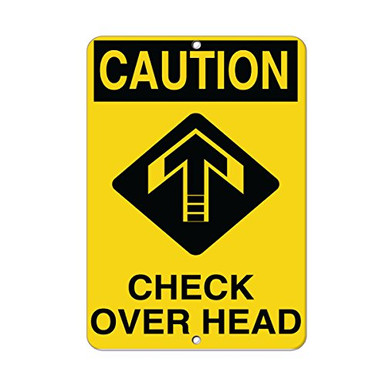Caution Check Over Head Hazard Sign Men Working Above Signs Label Vinyl ...