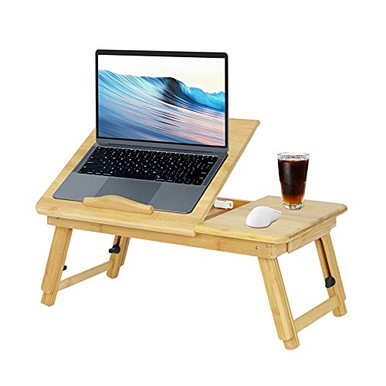 HomeMiYN Bamboo Laptop Desk with Adjustable Tilt Lip Top and Folding ...
