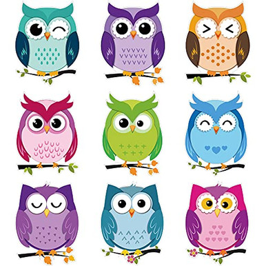 45 Pieces Colorful Owls Cut-Outs- Owls Accents Paper Cutouts Owls Name ...
