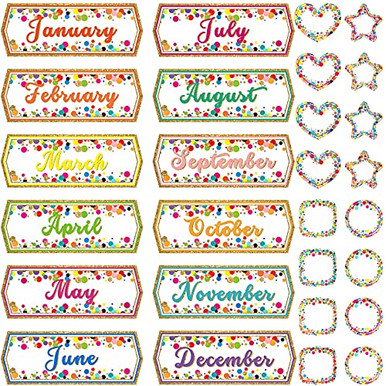 48 Pieces Confetti Monthly Headliners Set- 12 Monthly Headers Monthly ...